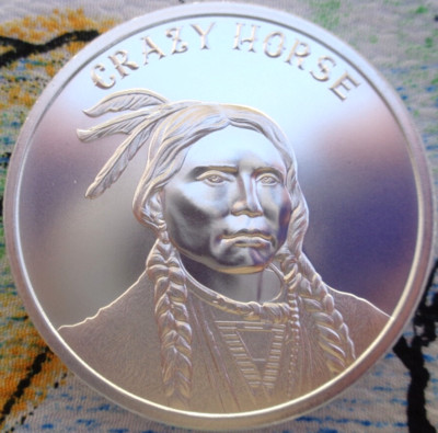 1 oz. CRAZY HORSE Wild West Legends Lakota Sioux BU rounds. 999 fine ...