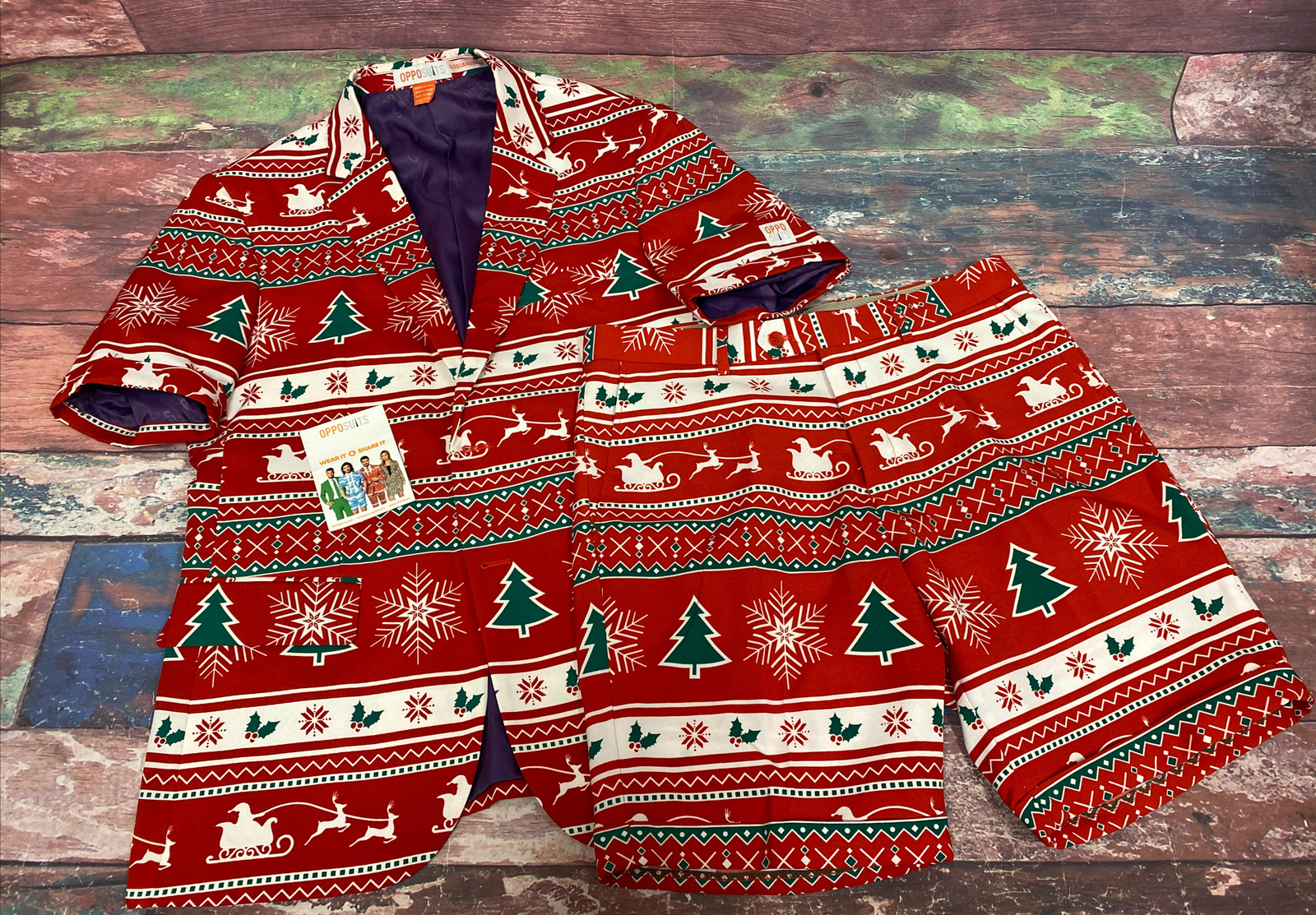 OPPO WINTER WONDERLAND MENS 2PC CHRISTMAS SUIT SHORT SLEEVE JACKET AND ...