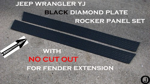 Fits JEEP YJ black Aluminum Diamond Plate Side ROCKER PANEL With No Cut ...