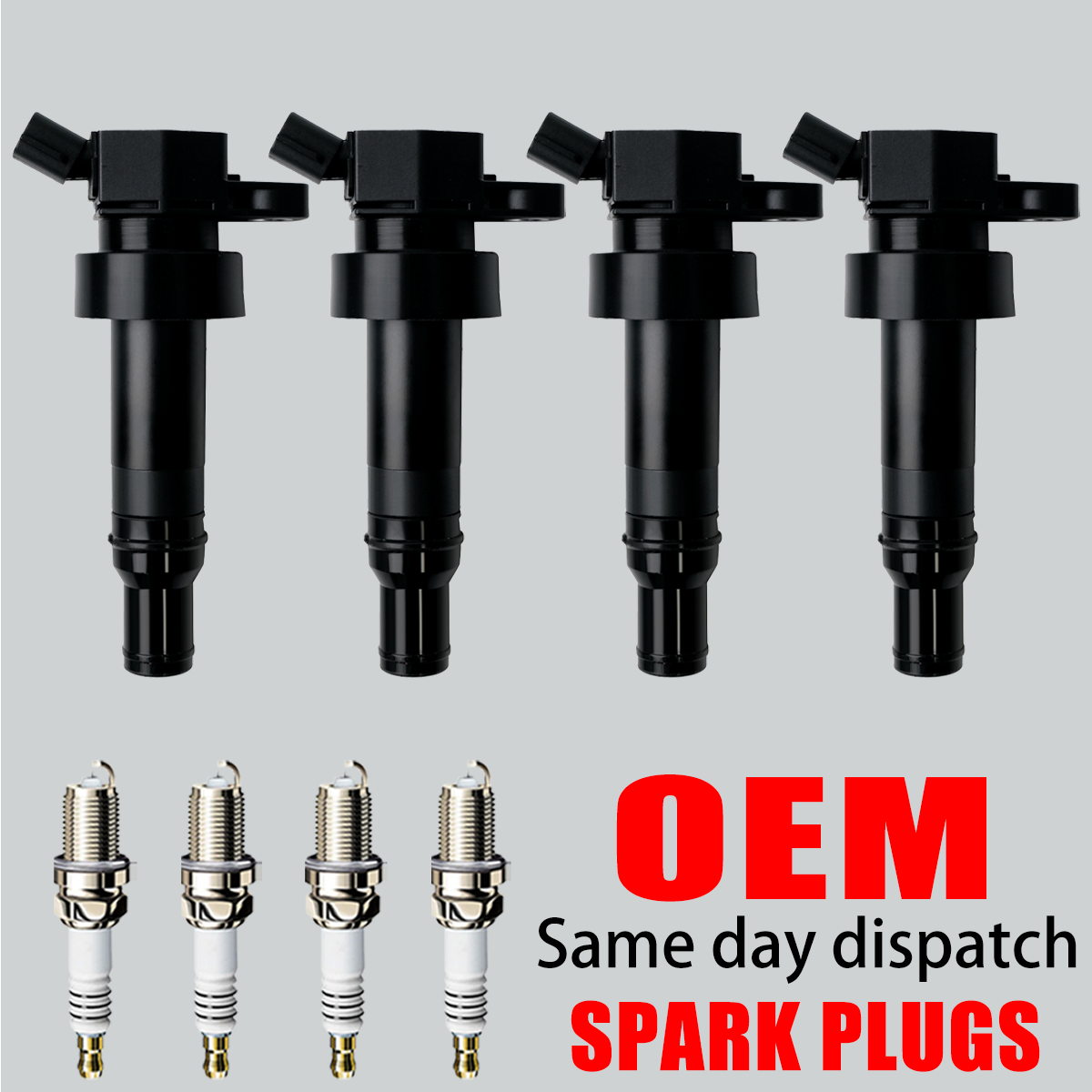 4X Ignition Coil OEM + 4X Spark Plugs For Kia Rio Soul Hyundai Accent 1 ...