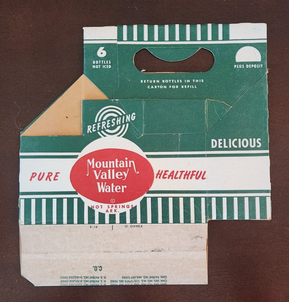 Vintage Mountain Valley Water Cardboard 6 Pack Bottle Carrier VERY RARE ...