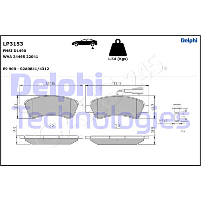 DELPHI Disc Brake Pad Set For FIAT CITROEN PEUGEOT Ducato Box Bus 02-11 ...