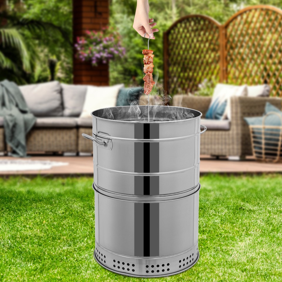 Large Portable Charcoal Grills, Stainless Steel BBQ Grill Barrel, Barbecue Grill | eBay