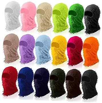 18 Pieces Distressed Balaclava Bulk Full Face Knitted Balaclava Solid ...