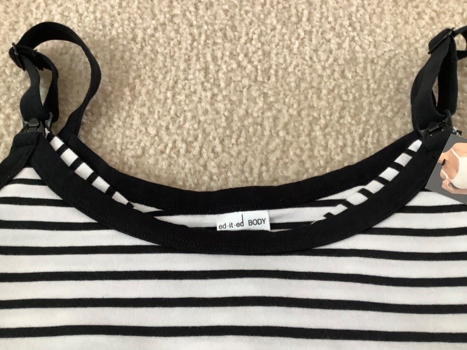 “ed-it-ed BODY” Maternity Cami-Women’s Size 10-Black & White Stripes ...