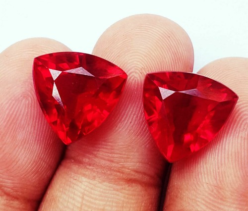 Natural Ruby Loose Gemstone 7 To 9 Ct Pair Certified Trillion RR03 ...