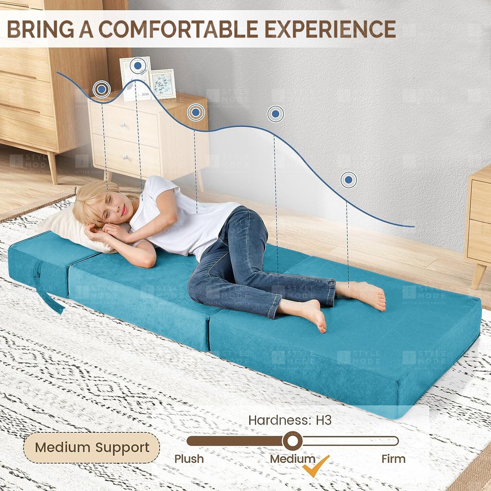 Velvet Single Kids Chair Bed Fold Out Guest Single Futon Sofa Z Bed ...