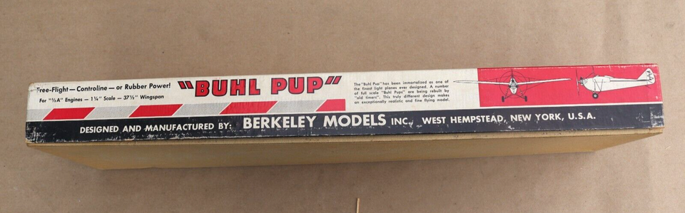 VINTAGE BERKELEY MODEL BUHL PUP BALSA WOOD AIRPLANE FREE FLIGHT CONTROL ...