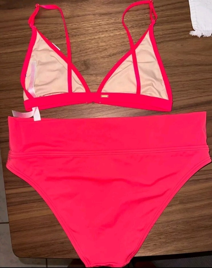 Victorias Secret PINK 2-pc SET Embroidered bathing suit Bikini Coral ...