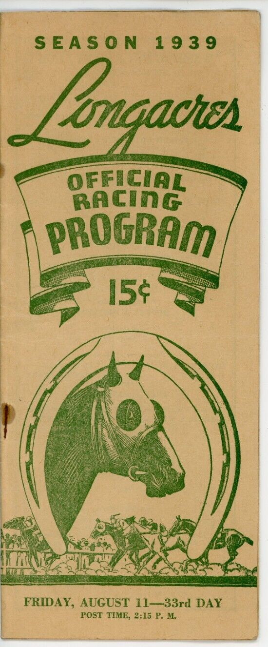 Season 1939 Longacres Horse Racing Program Washington State | eBay