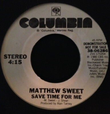 Matthew Sweet - Save Time For Me 1986 7", Promo 38-06286 Near Mint (NM ...