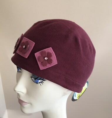 NWT! LEMON HATS Cotton Knit Pull-on Style Beanie Hat BURGUNDY Wine | eBay