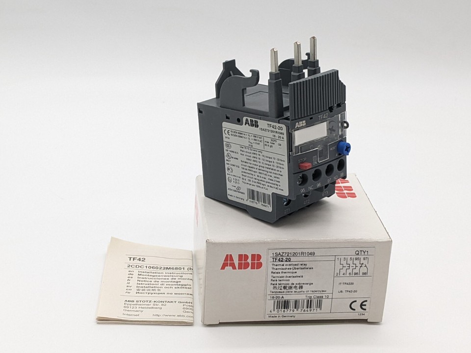 ABB TF42-20 Thermal Overload Relay 16-20 Amp 690 V Trip Class 10 ...