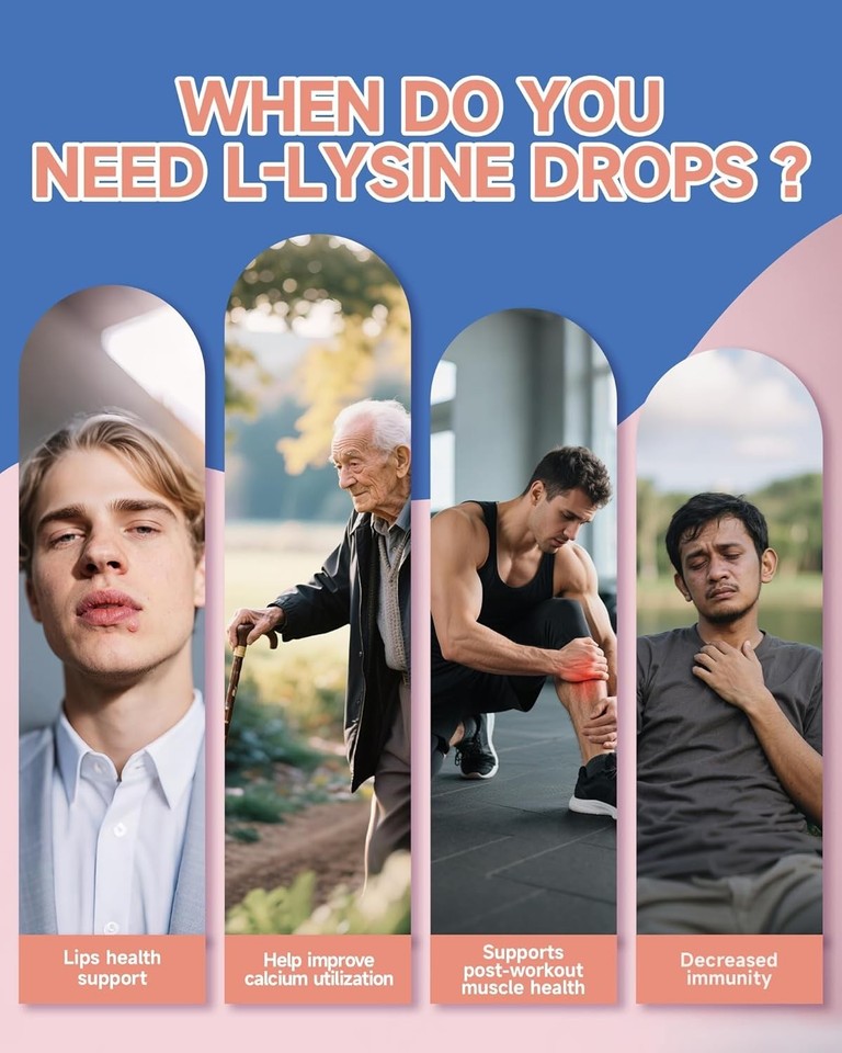 L-Lysine Liquid Drops, Liquid Lysine 1000mg Supplement Essential Amino ...