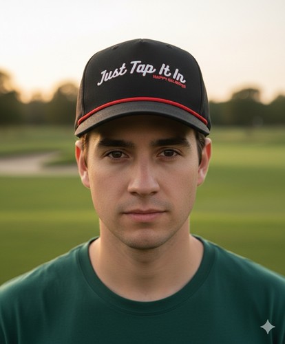 Happy Gilmore Hat Cap Adjustable Snap Back Adult Black Just Tap It In ...