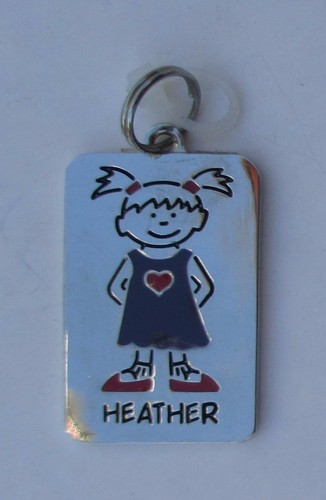 Heather NAME CHARM dog tag pendant zipper pull key chain flair ...