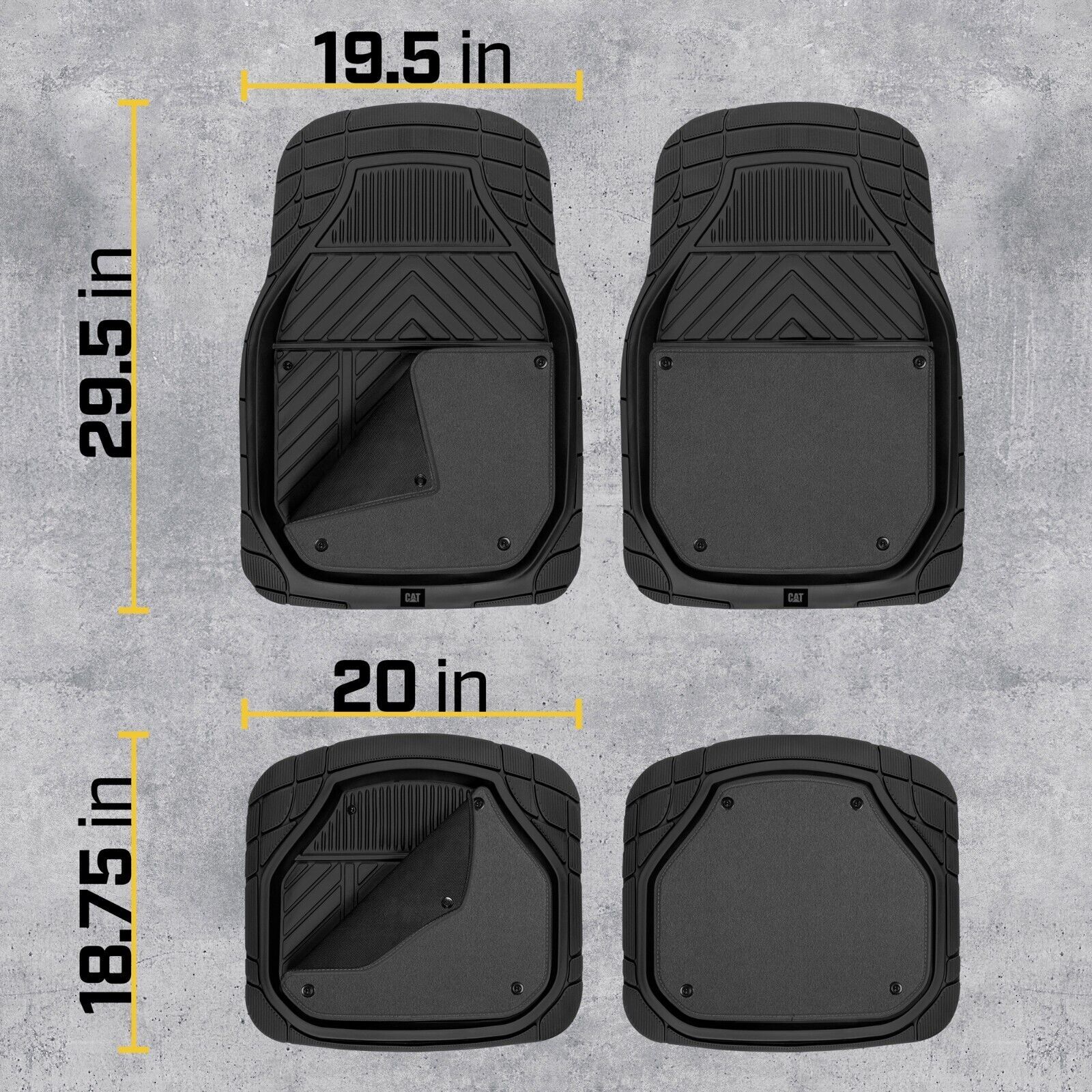 Charcoal Gray Deep Dish Rubber Car Mats - Removable Carpet Liner ...