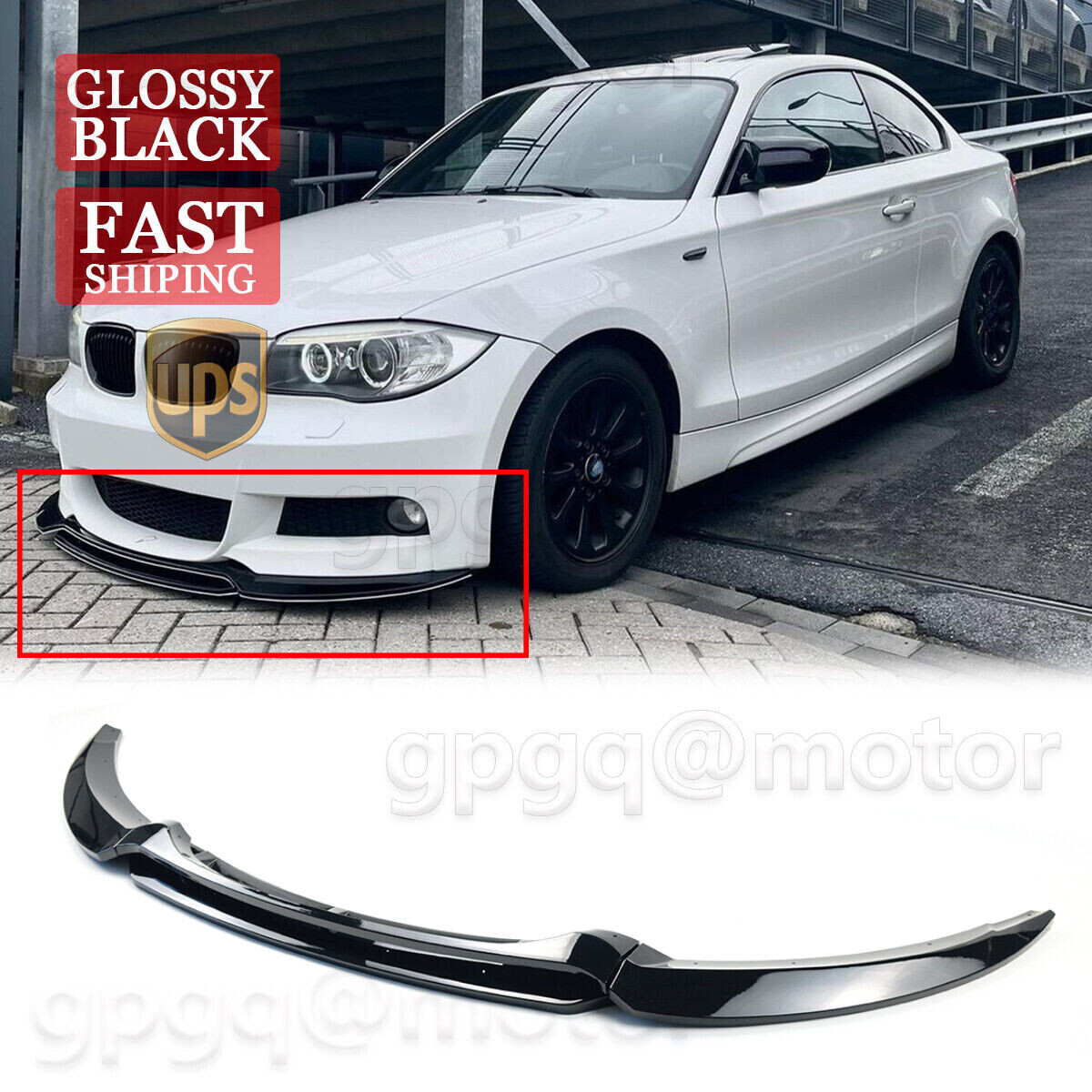 For BMW E82 128i 135i M Sport 2007-2013 V1 Gloss Black Front Bumper ...