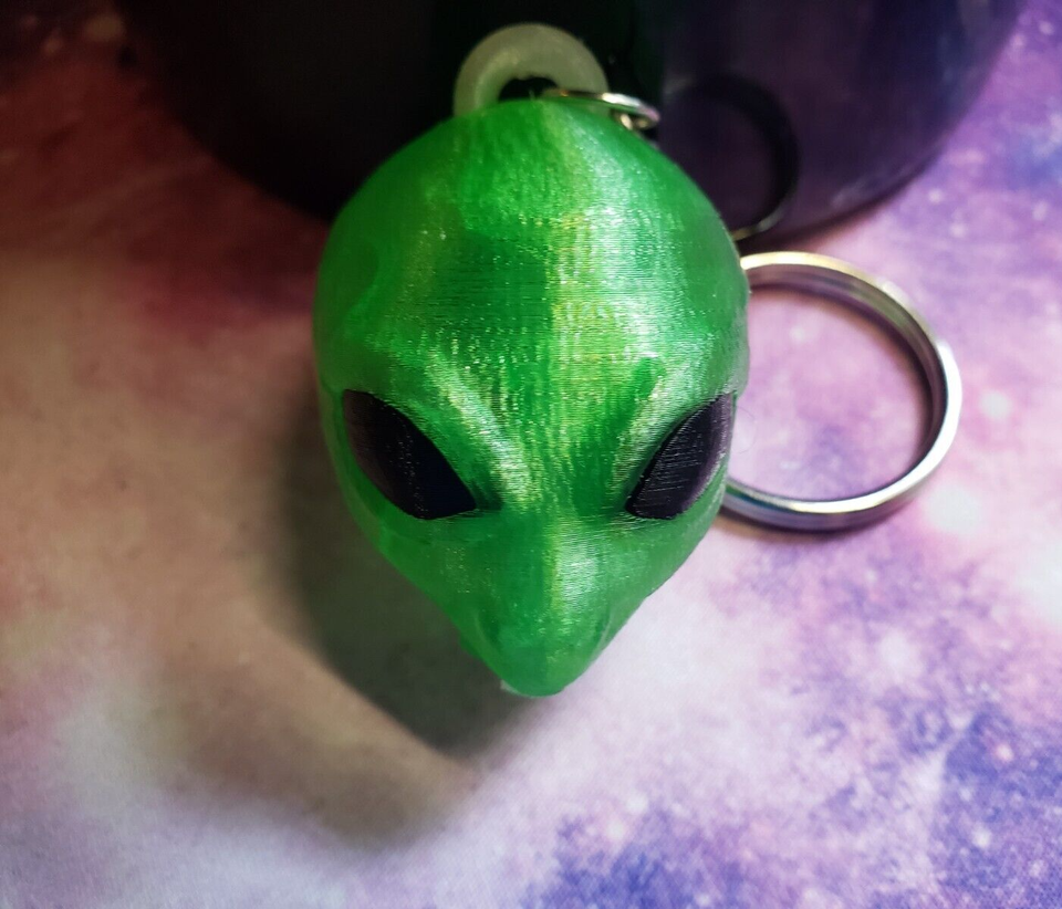 Florescent Green Space Alien Head Keychain | eBay