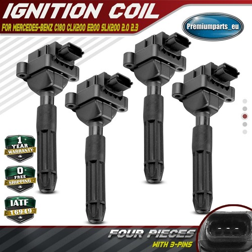 4x Ignition Coils for Mercedes-Benz C180 CLK200 E200 SLK200 CL203 S202 ...