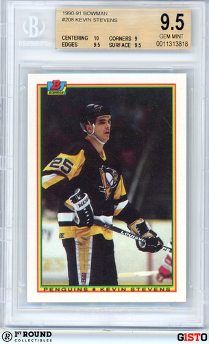 POP 1: Kevin Stevens RC BGS 9.5: 1990-91 Bowman Rookie Card Gisto #208 ...