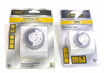 2 Defiant TIMERS 24-Hour programmable Indoor Big Button & indoor basic ...
