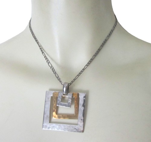 RLM Studio Robert Lee Morris 925 Sterling Silver Necklace Brass Square ...