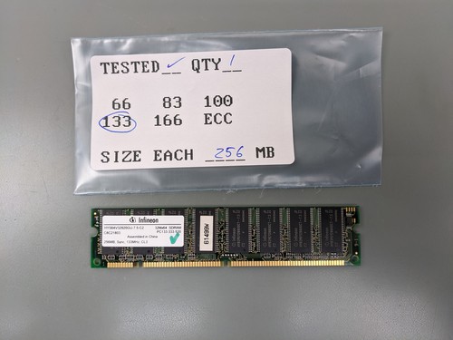 256MB PC133 SDRAM DIMM RAM Memory Stick, Infineon HYS64V32920GU-7.5-C2 ...