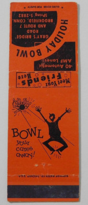 HOLIDAY BOWL MATCHBOOK COVER * BROOKFIELD, CONNECTICUT * BOWLING | eBay