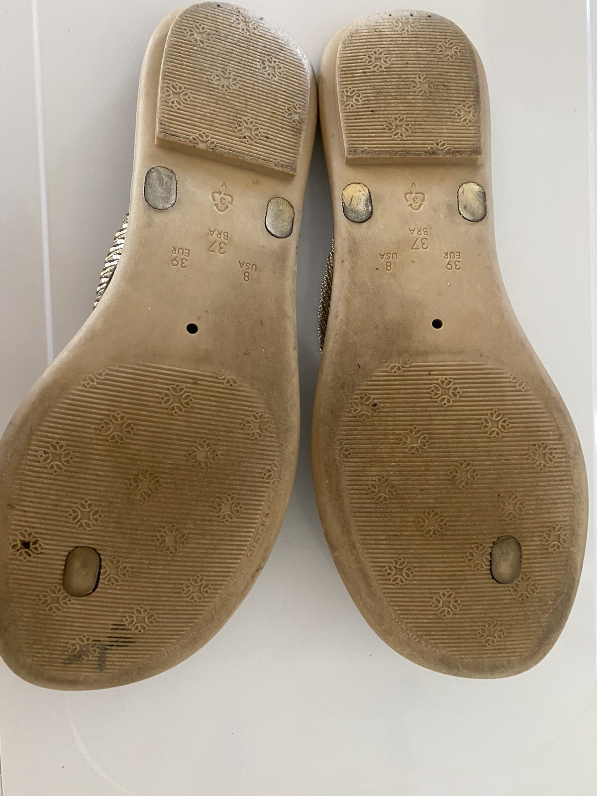 Sense by Grendha Grendene women's flip flops size 8 Straps Gold Jeweled ...