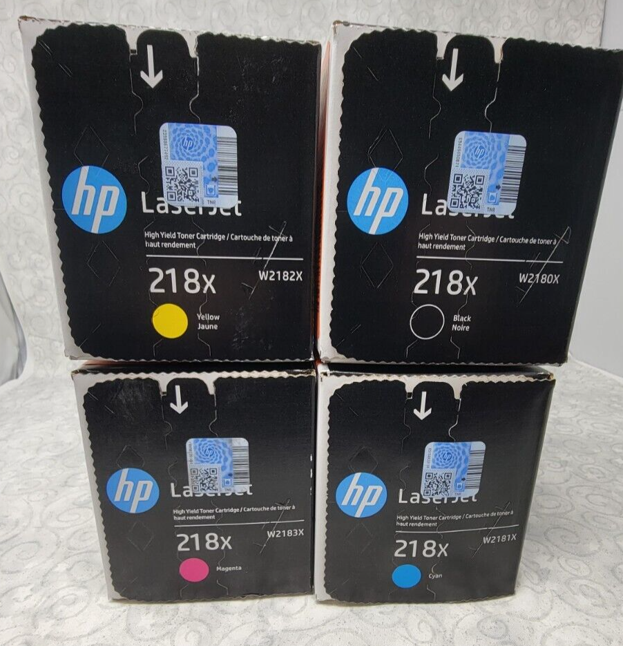 BRAND NEW HP 218X Black Cyan Magenta Yellow High Yield Toner Cartridge ...