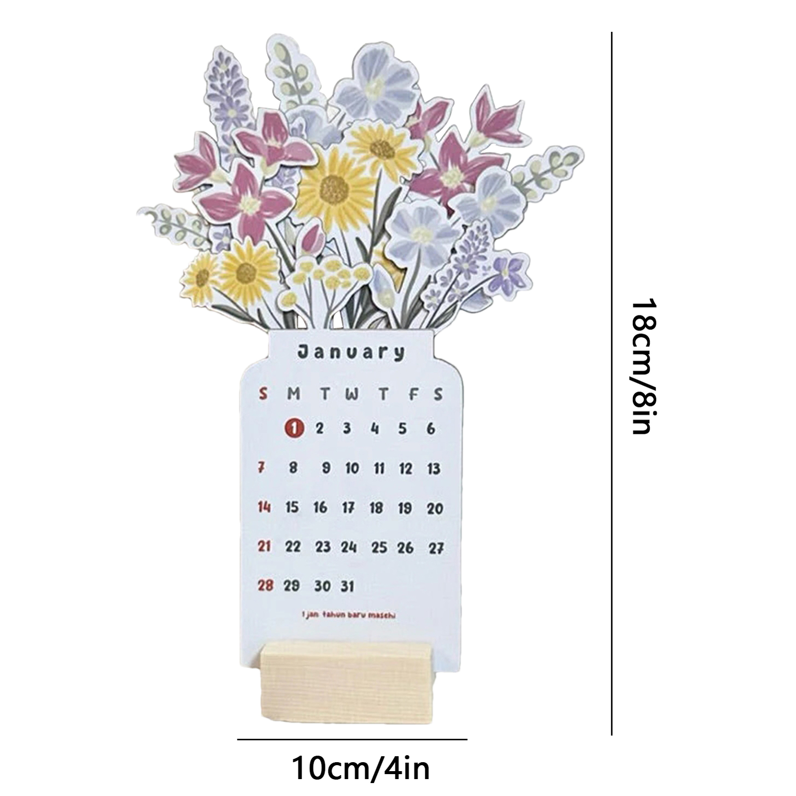 2024 Bloomy Flower Desk Calendar Vase Shaped New Year Monthly Calendar ...