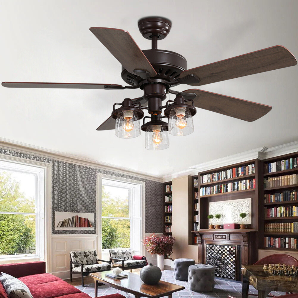 Black Rustic Ceiling Fans Farmhouse Ceiling Fan 52 Inch With Lights