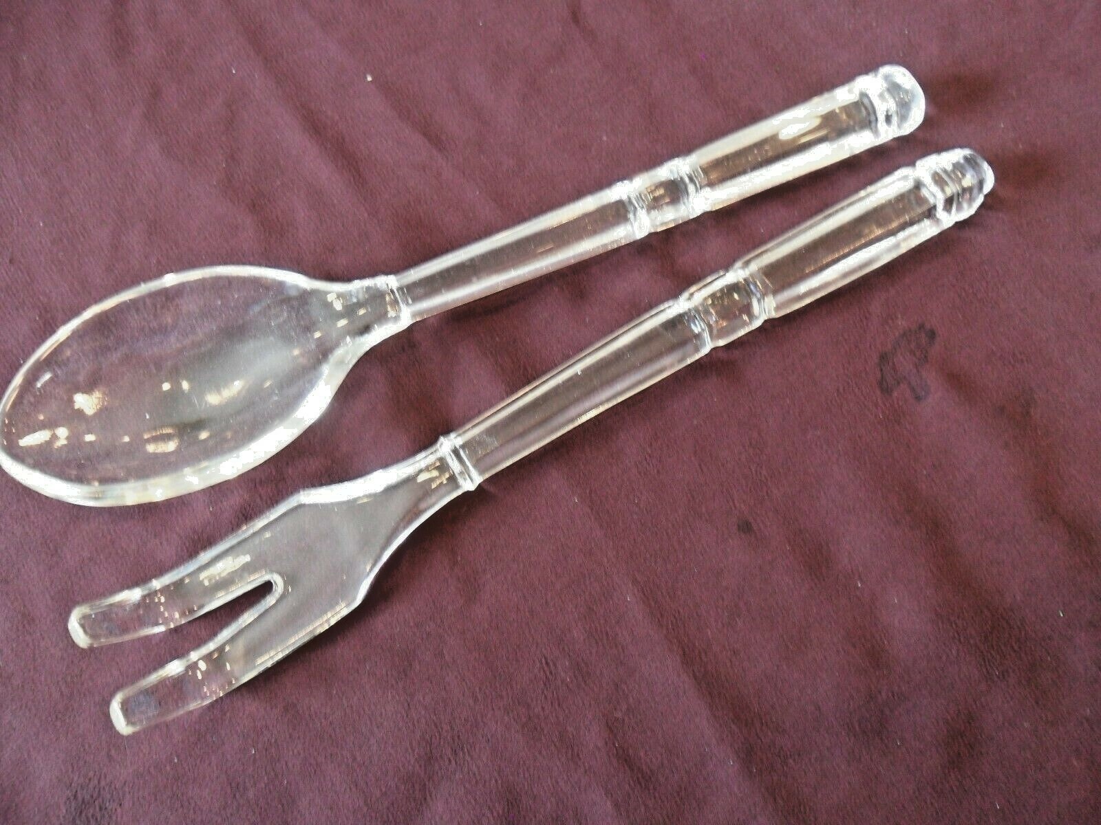 LOVELY CLEAR DEPRESSION GLASS SPOON & FORK SALAD SET IMPERIAL GLASS ...