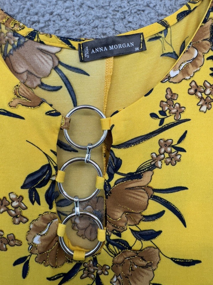 Women’s Anna Morgan Dress 2X Yellow With Floral Design | eBay