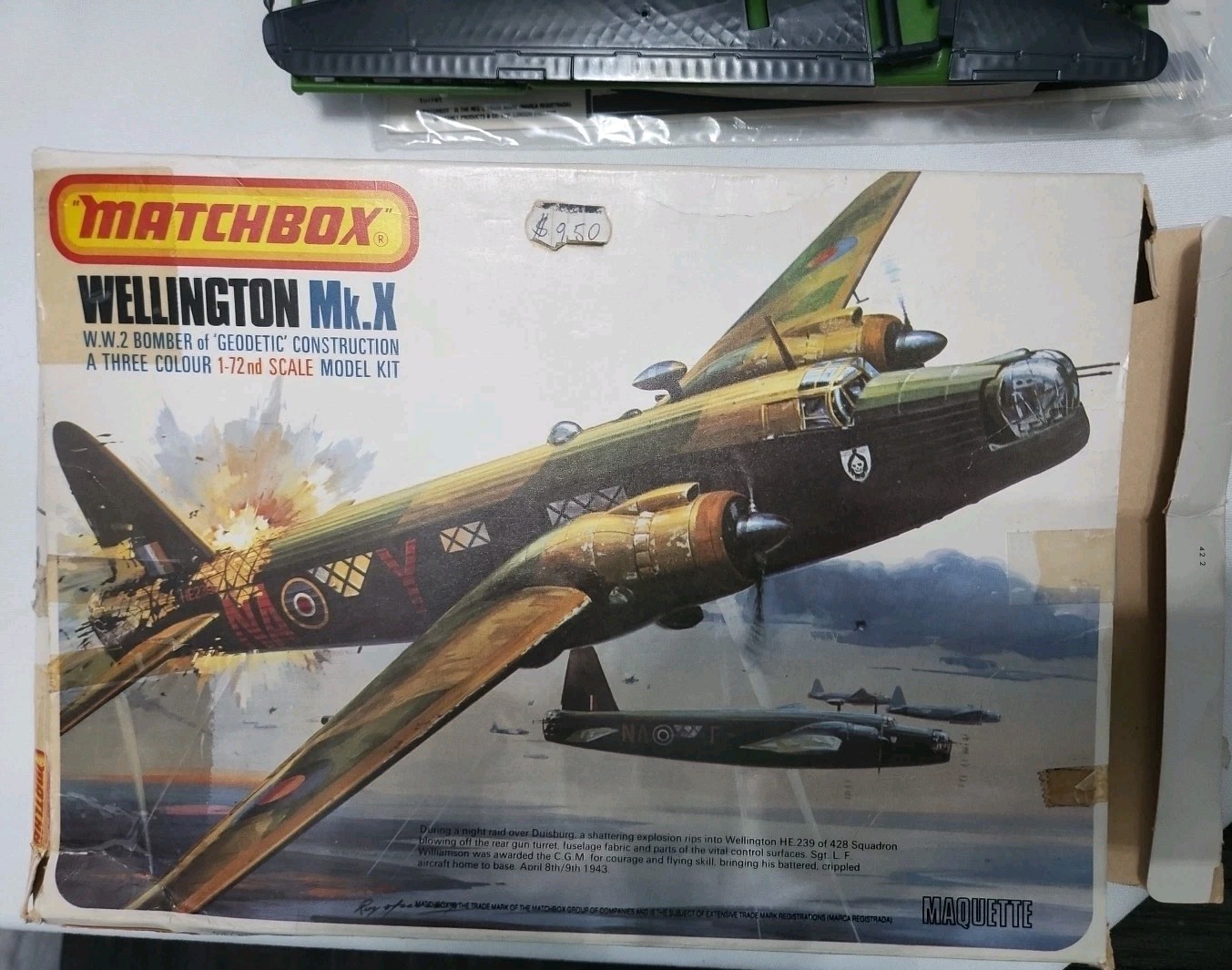 Vintage Matchbox Wellington MK X 1/72 Scale Plastic Model Kit PK402 ...