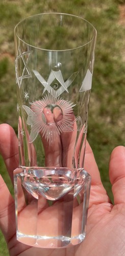 Antique Masonic Crystal Freemason Firing Glass Hand Engraved Octagonal ...