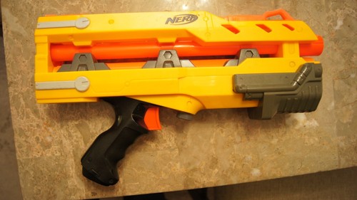 Nerf N-Strike Longshot CS-6 Front Barrel Blaster Yellow Gun 2006 Tested ...