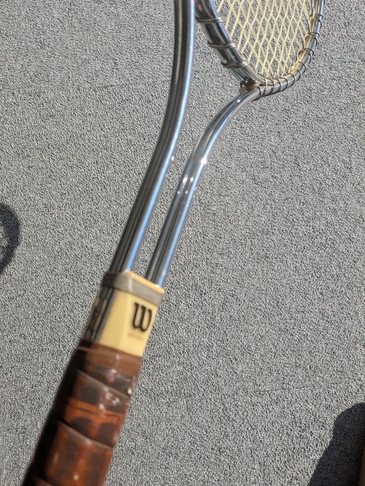 Wilson Tennis Racket Silver/Brown Metal Frame Leather Grip | eBay UK