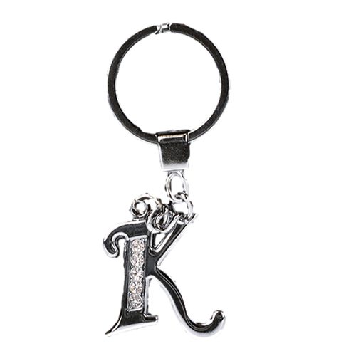 Initial Letter "K" Key Ring Silver Colour With Diamantes And Gift Box ...