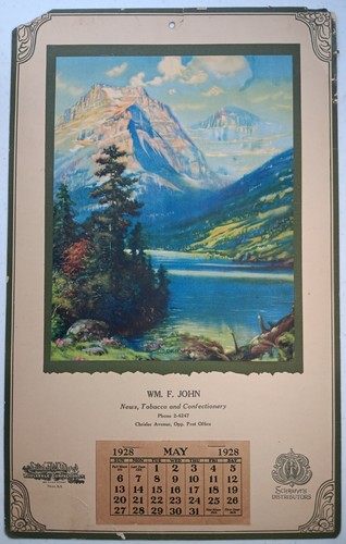 Vintage 1928 Advertising Calendar Sign John Candy CONFECTIONER Troy NY ...