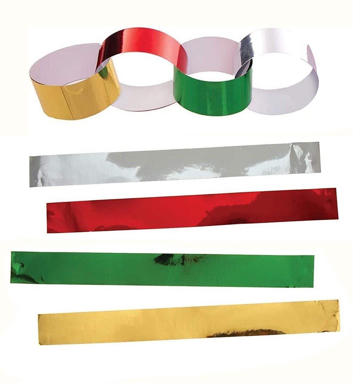 80 Foil Paper Chains Christmas Decorations Paper Chains Red Gold Silver ...