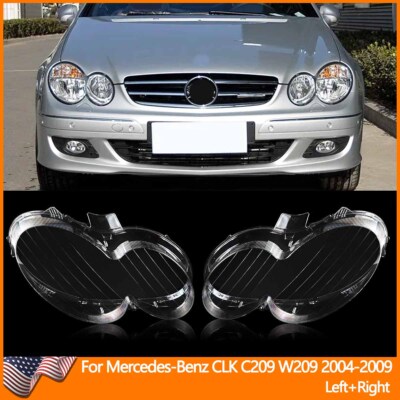 For 2004-2009 Mercedes Benz CLK C209 W209 Pair Headlight Lens Cover ...