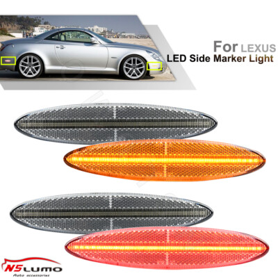 Clear Lens Front Rear Amber/Red LED Side Marker Lights For 2002-2010 ...