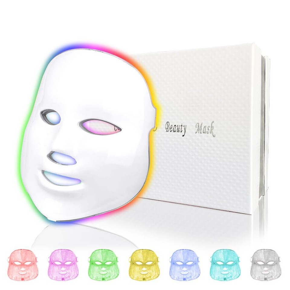 7 Colors LED Light Photon Face Neck Mask Rejuvenation Facial Therapy ...