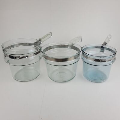 3x Vintage Cookware Pyrex Glass Sauce Pans 1.5 Quart 6762-U 6283-U ...