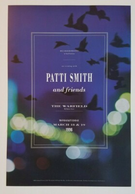 Original 1st printing poster for Patti Smith and Friends 1996 Warfield ...
