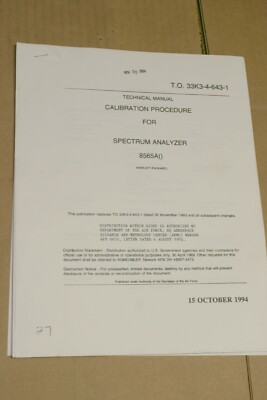 HP Calibration Procedure for Spectrum Analyzer 8565A Tech Manual | eBay