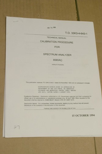 HP Calibration Procedure for Spectrum Analyzer 8565A Tech Manual | eBay
