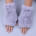 Real Rex Rabbit Fur Women's Gloves Mittens Girl Fingerless Wrist Warmer ...